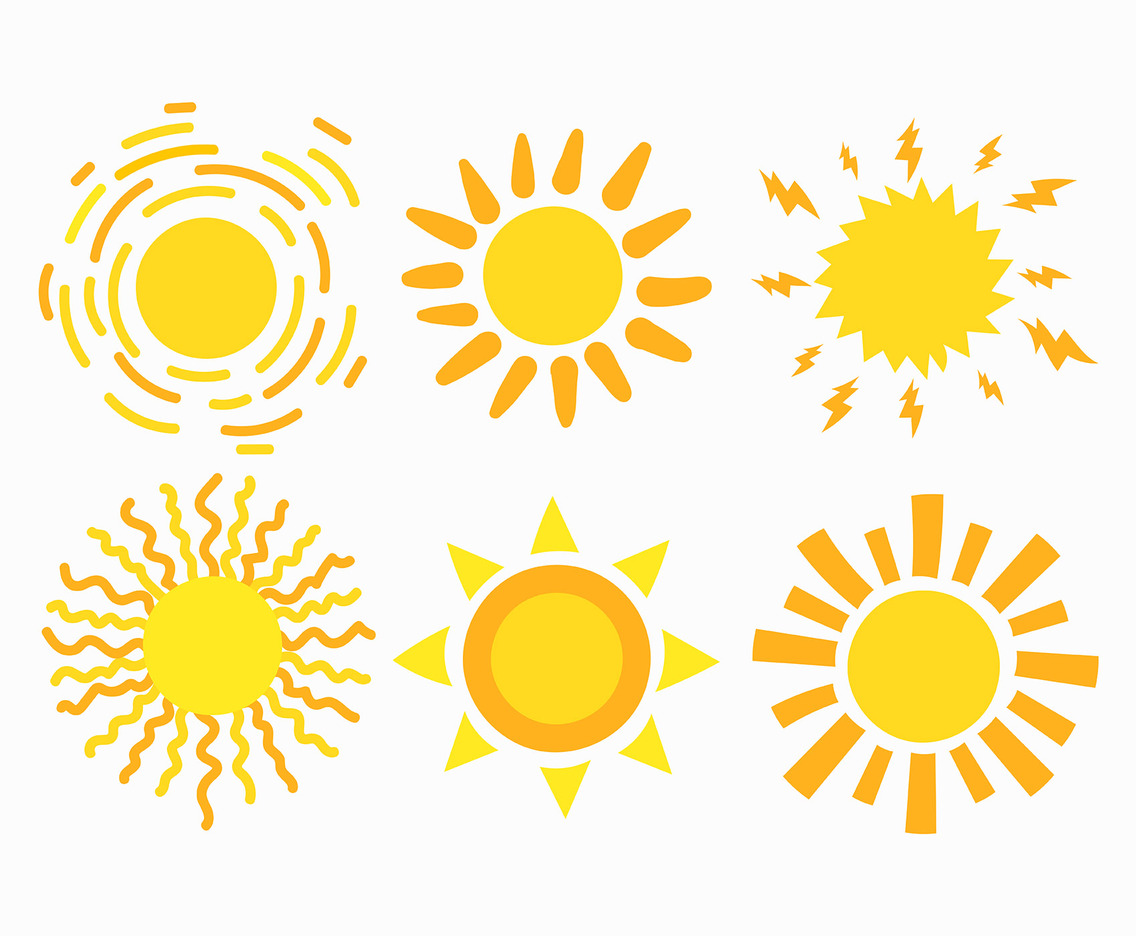 Sun Clipart Set Vector Art & Graphics | freevector.com