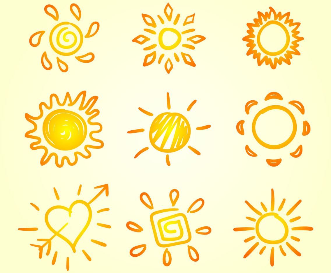 Sun Clipart Set Vector Art & Graphics | freevector.com