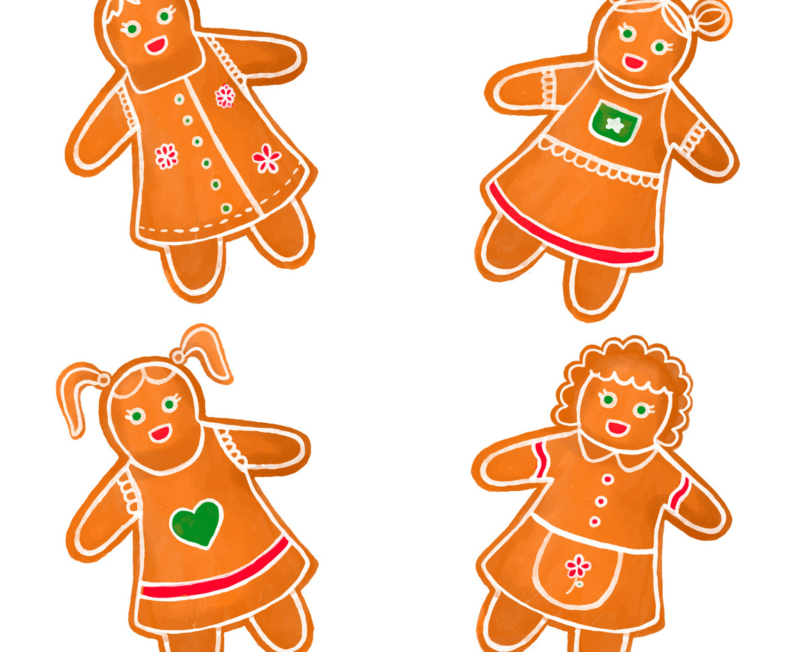 Cute Gingerbread Girls Collection Vector Art & Graphics | freevector.com