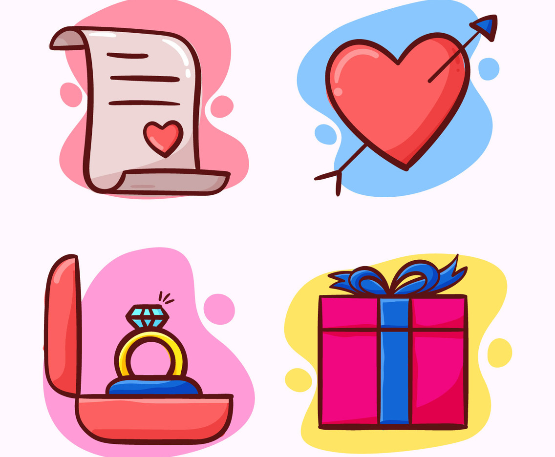 Valentines Day Elements Set Vector Art & Graphics | freevector.com