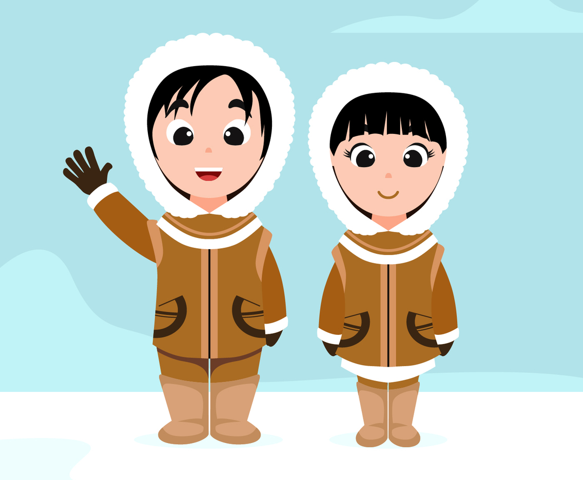 Eskimos In National Clothes Vector Art & Graphics | freevector.com