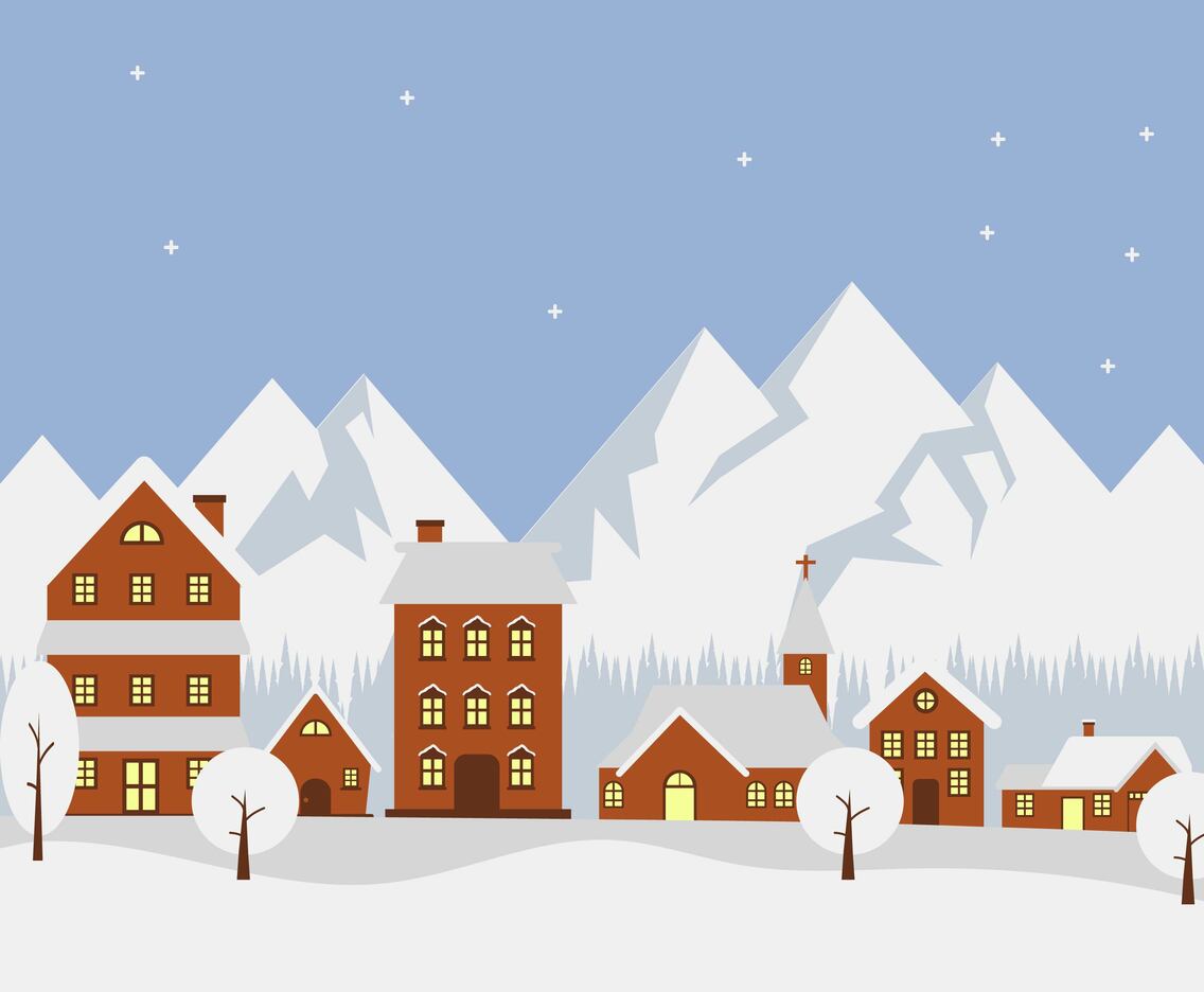 Flat Winter Village Vector Illustration Vector Art & Graphics ...
