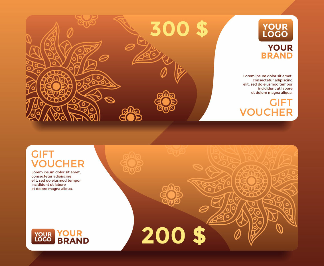 Brown Batik Gift Card Voucher Templates Vector Vector Art & Graphics ...