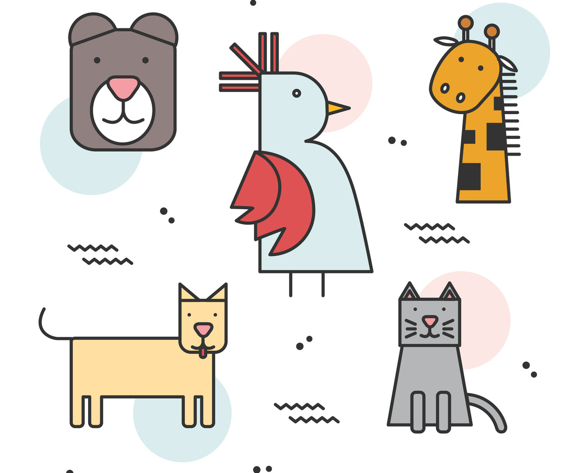 Geometric Simple Shape Animals Vector Art & Graphics | freevector.com