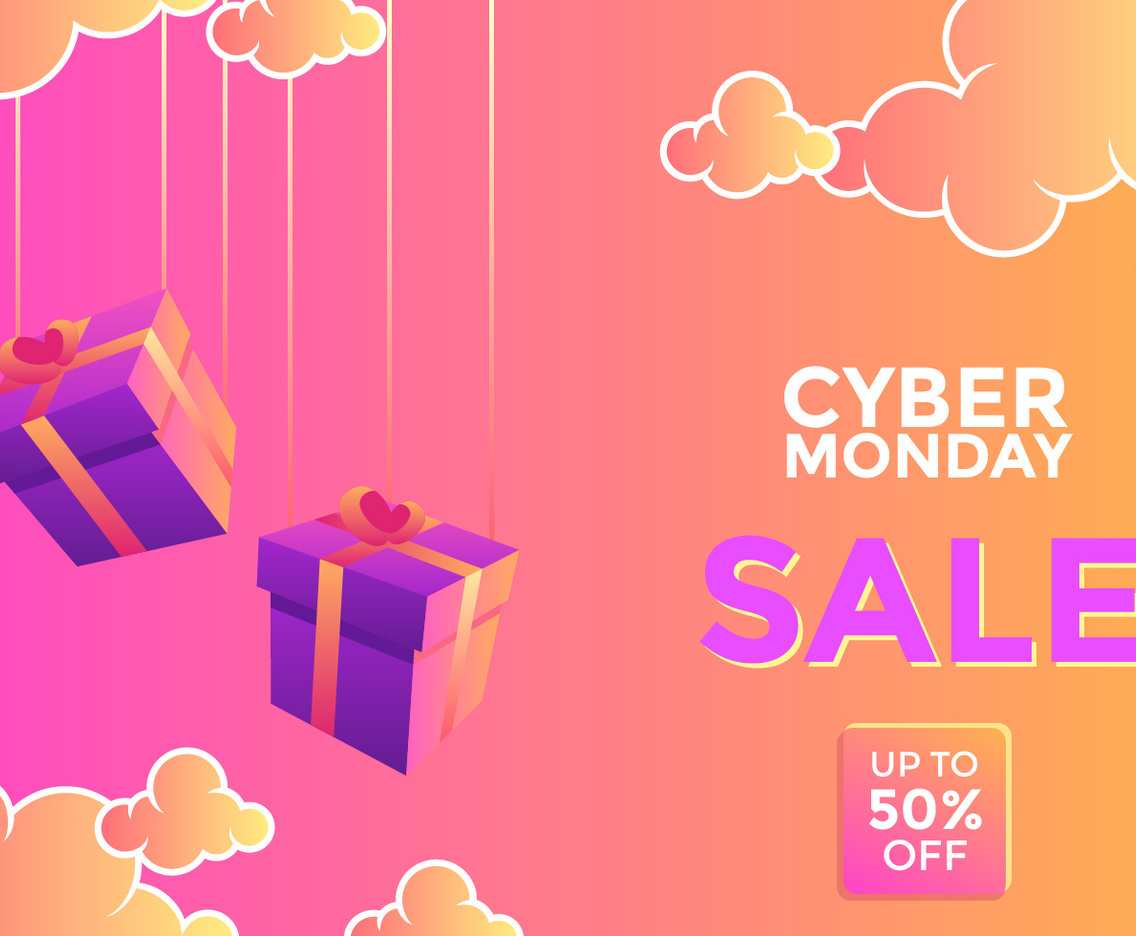 Dusk Cyber Monday Social Media Post Vector Vector Art & Graphics ...
