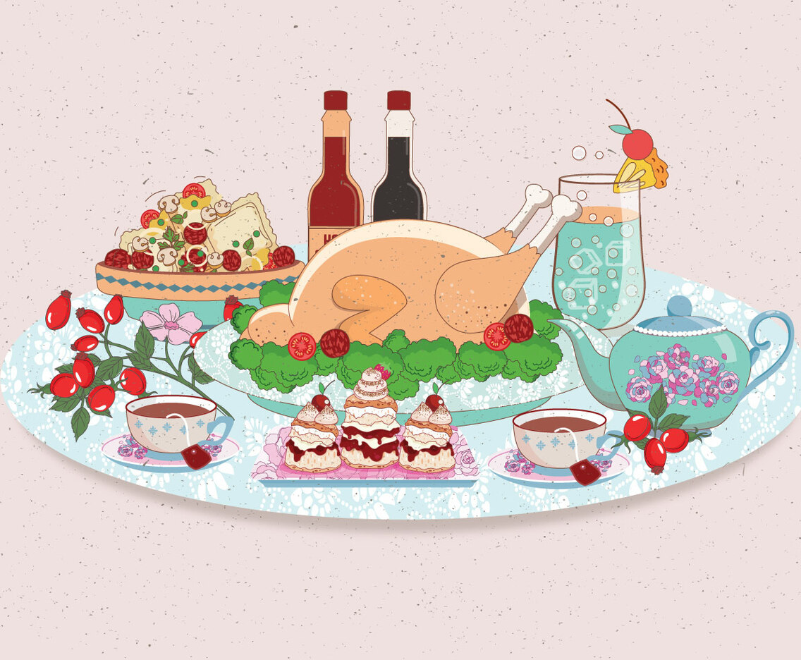 Thanksgiving Table Overhead Vol 2 Vector Vector Art & Graphics ...