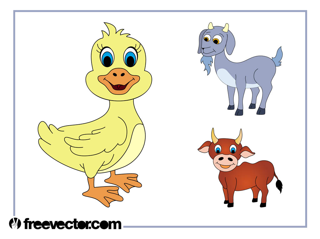 Cartoon Livestock Animals Vector Art & Graphics | freevector.com