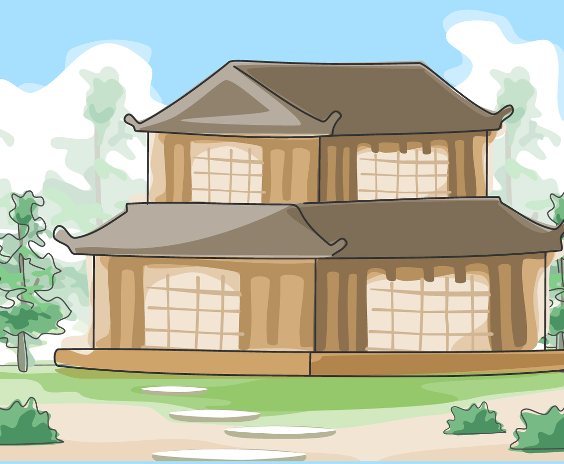 Traditional Japanese House Exterior Watercolor Vector Vector Art ...