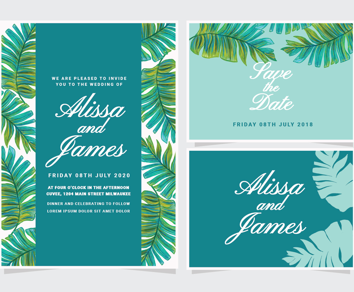 Vector Banana Leaf Wedding Invitation Vector Art & Graphics ...