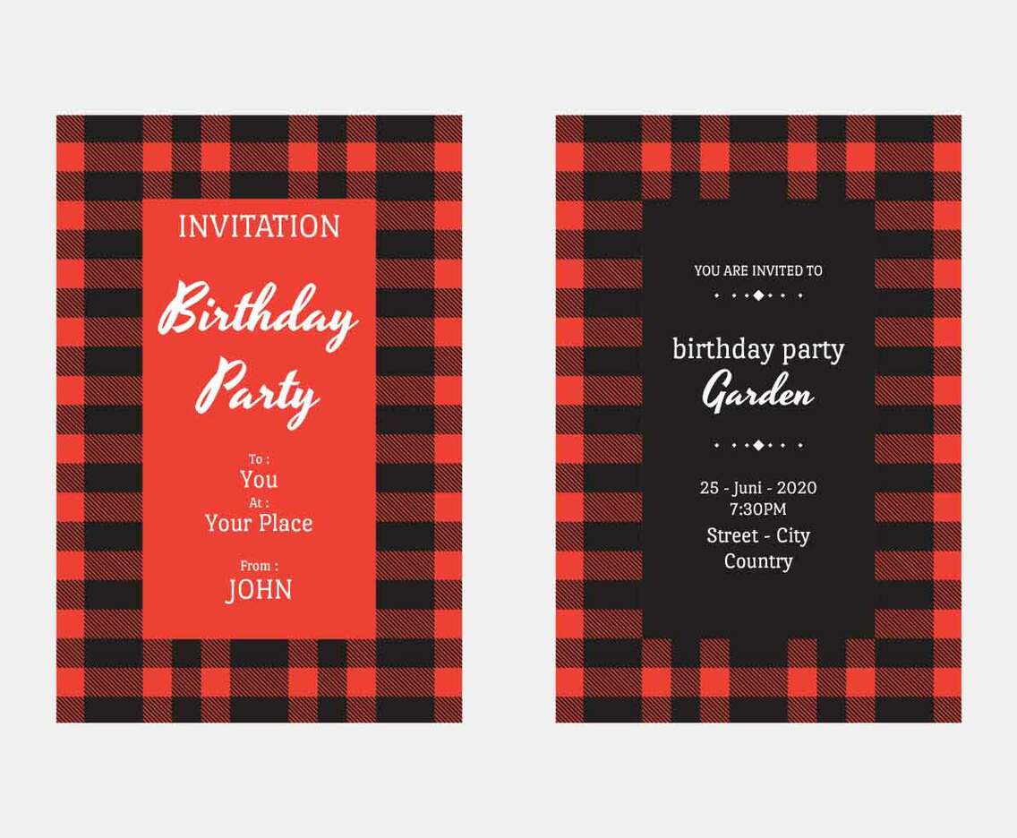 Buffalo Plaid Invitation Vector Template Vector Art & Graphics ...