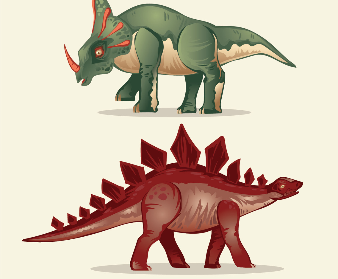 Set Of Dinosaur. Stegosaurus And Styracosaurus Vector Art & Graphics ...