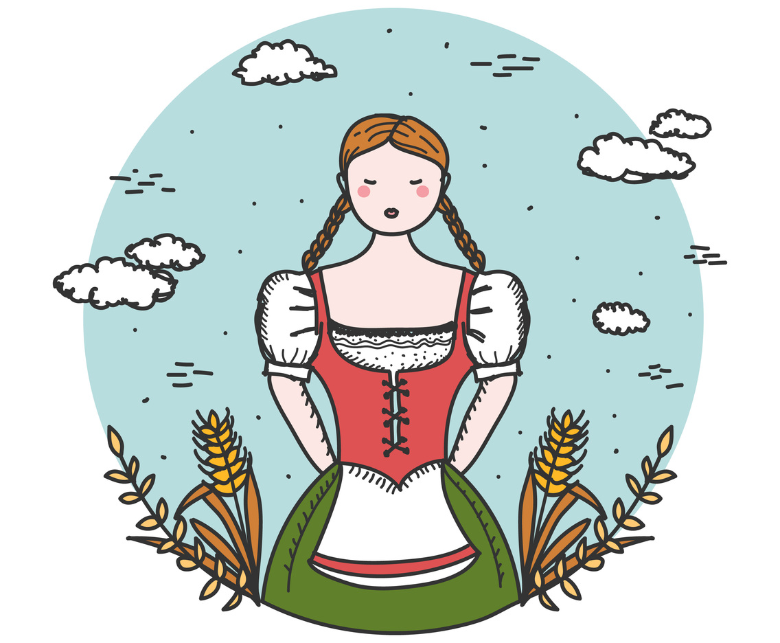 Lady In Dirndl Vector Vector Art & Graphics | freevector.com