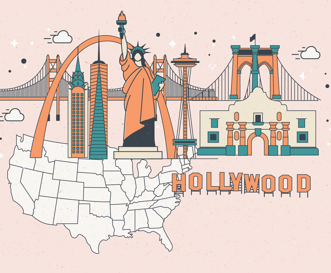 United States Landmark Map Vector Vector Art & Graphics | freevector.com