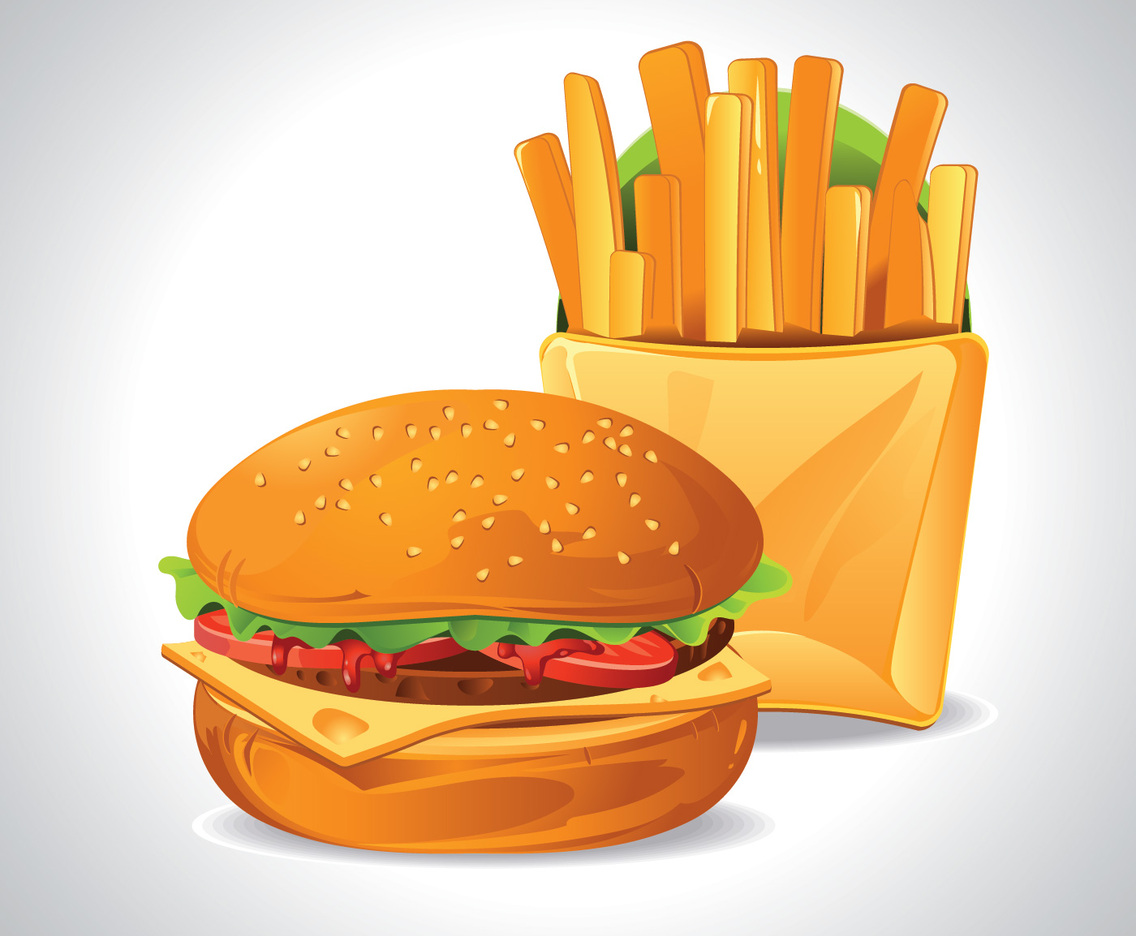 Delicious Burgers With Beef, Tomato, Cheese And Lettuce Vector Art ...