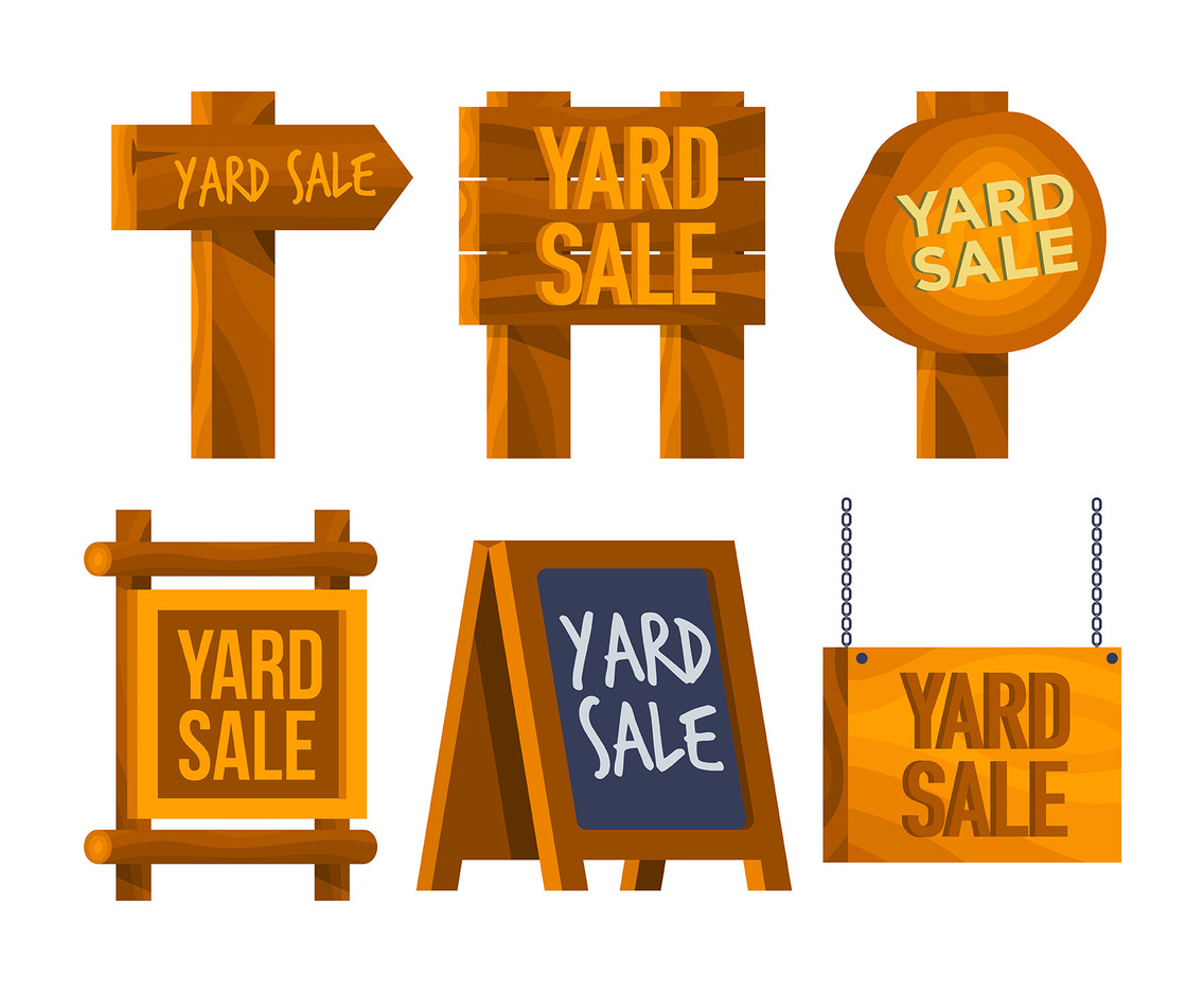 Yard Sale Sign Vector Set Vector Art & Graphics | freevector.com