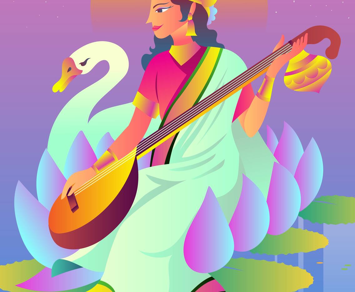 God Saraswathi Vector Art & Graphics | freevector.com