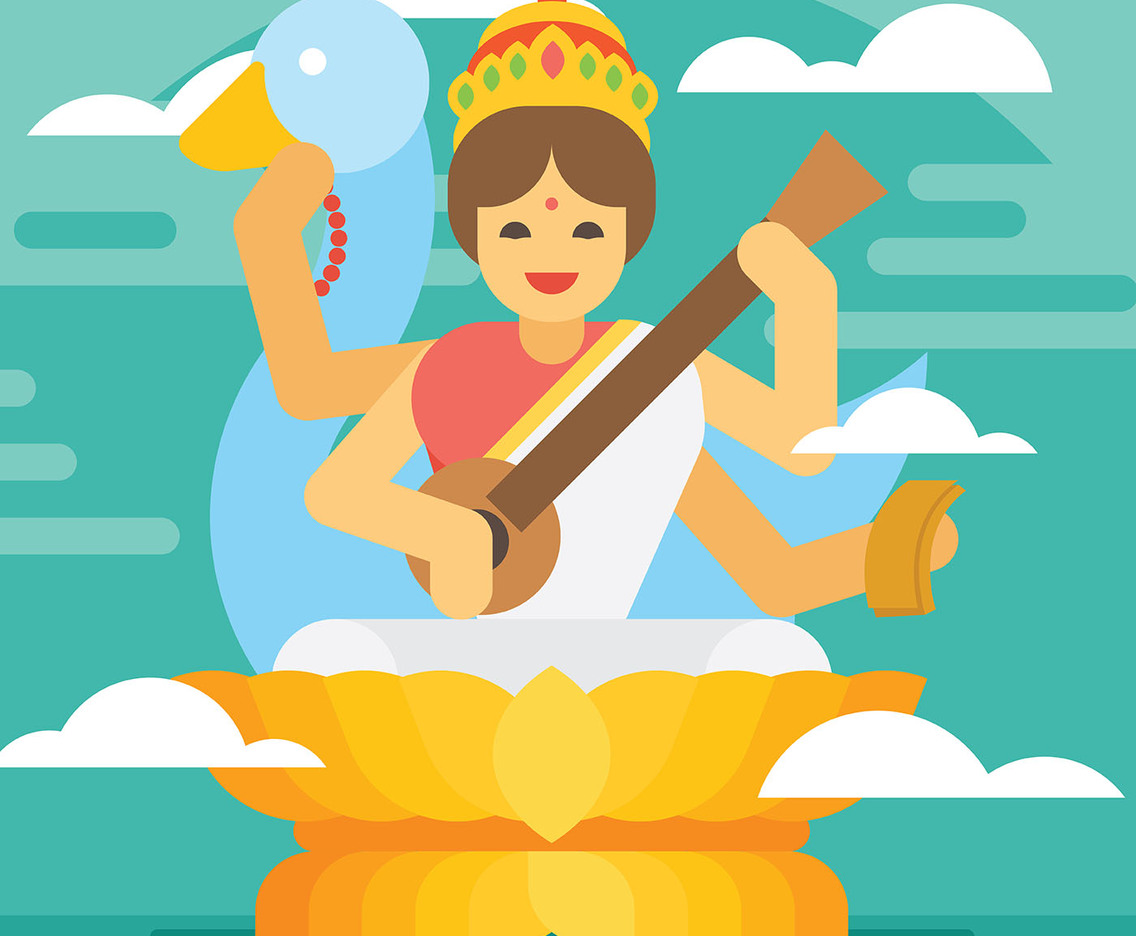 Saraswathi Illustration Vector Art & Graphics | freevector.com