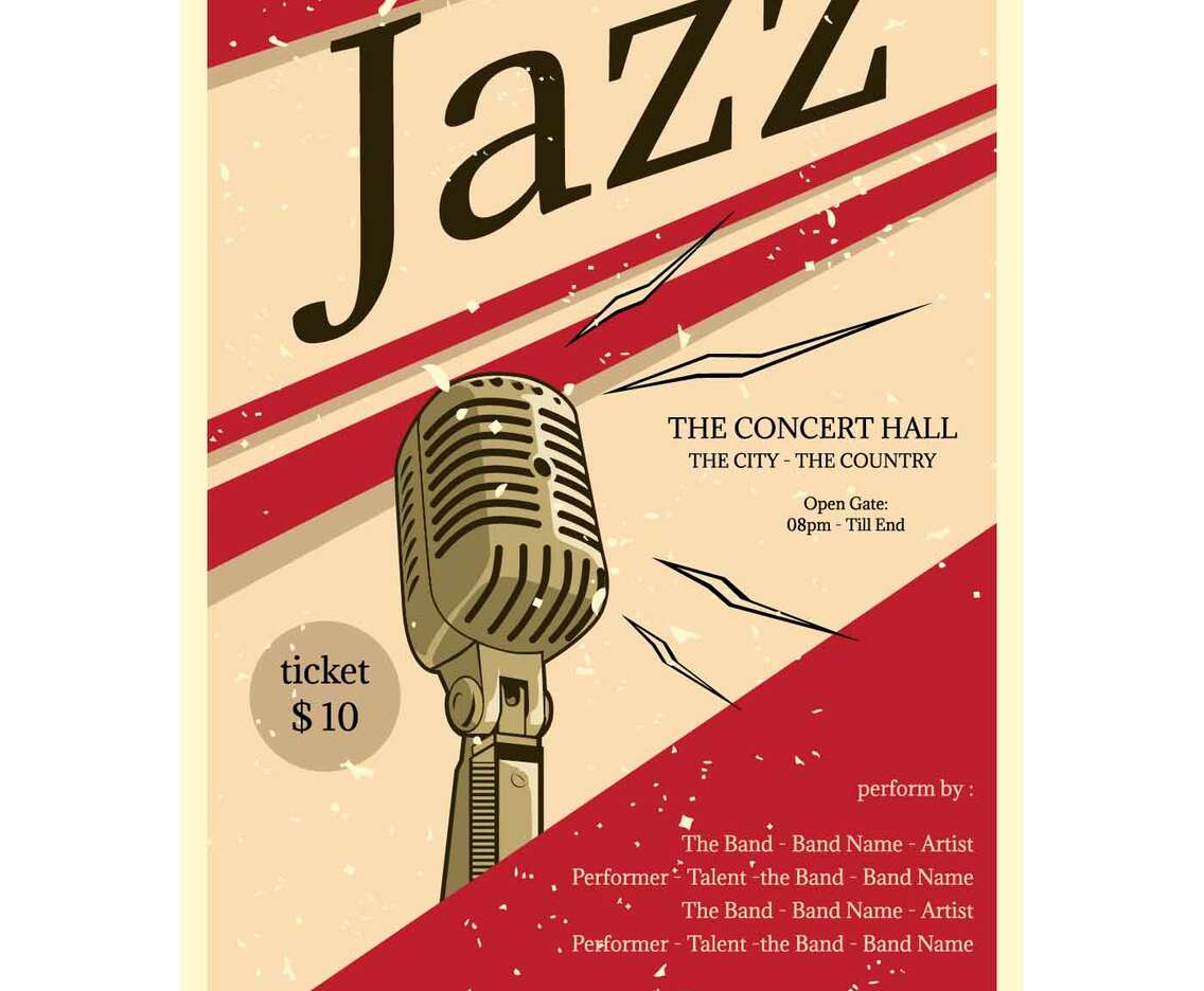 Vintage Jazz Concert Poster Vector Vector Art & Graphics | freevector.com