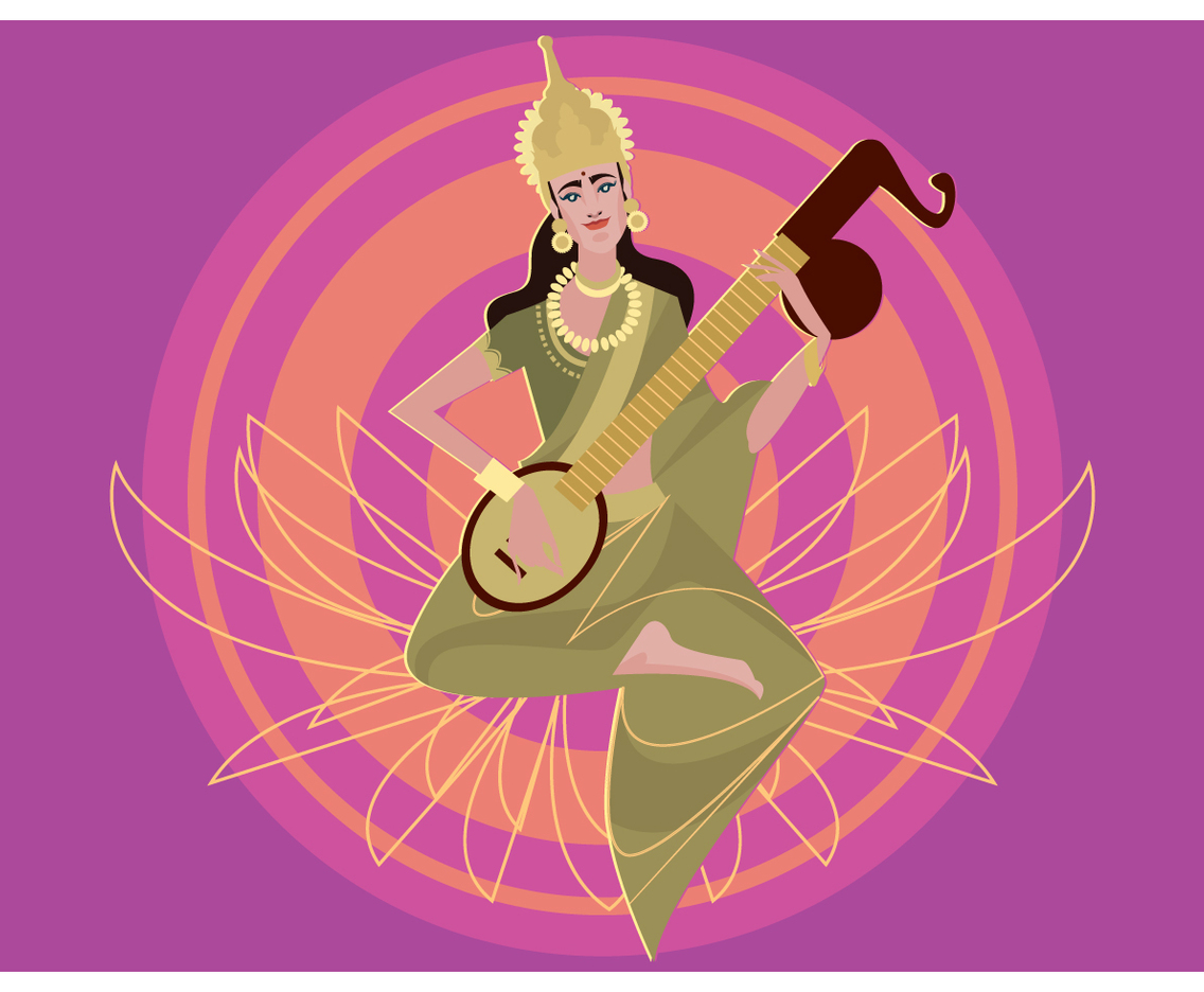 Saraswathi Vector Vector Art & Graphics | freevector.com