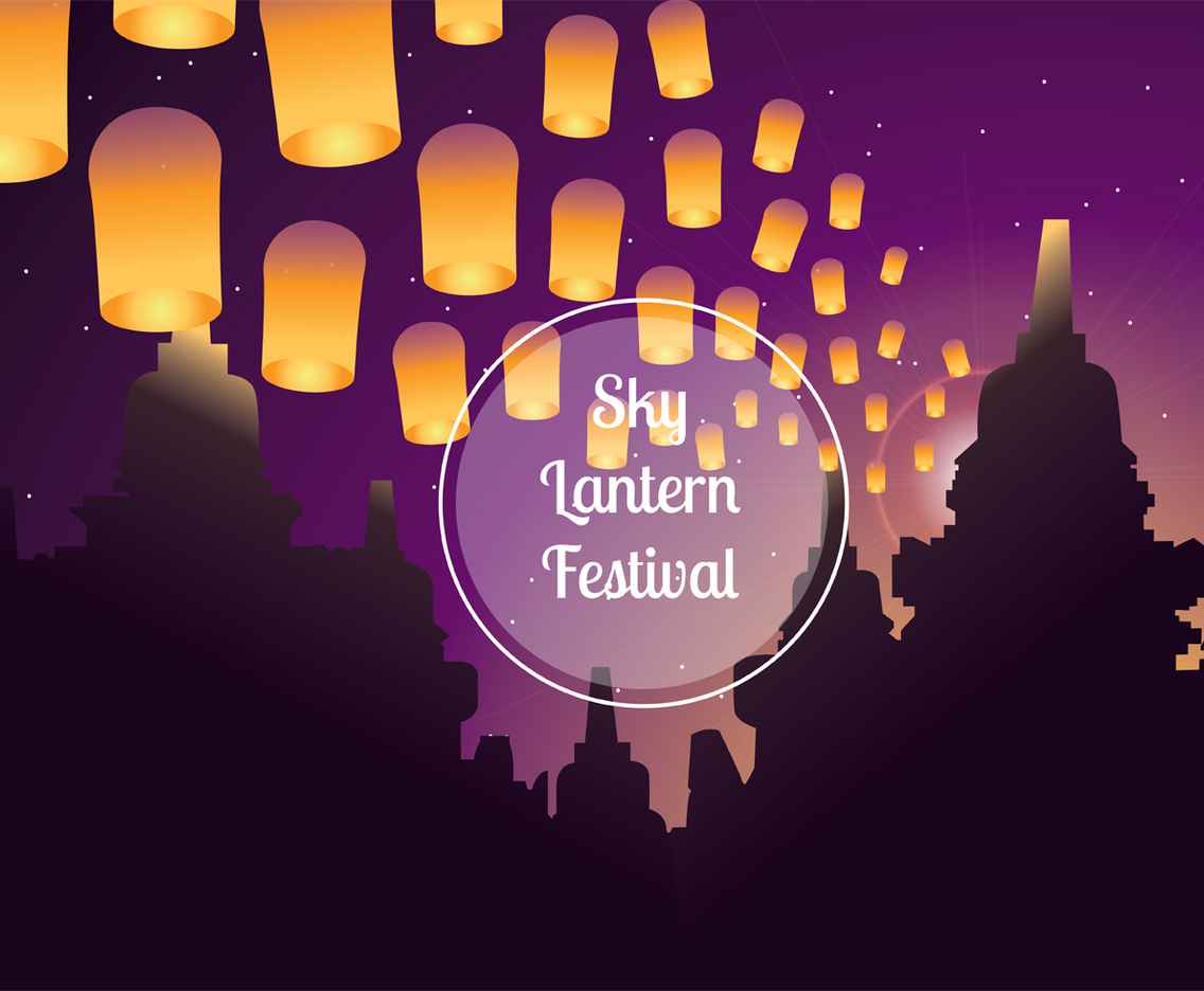 Sky Lantern Festival Vector Background Vector Art & Graphics ...