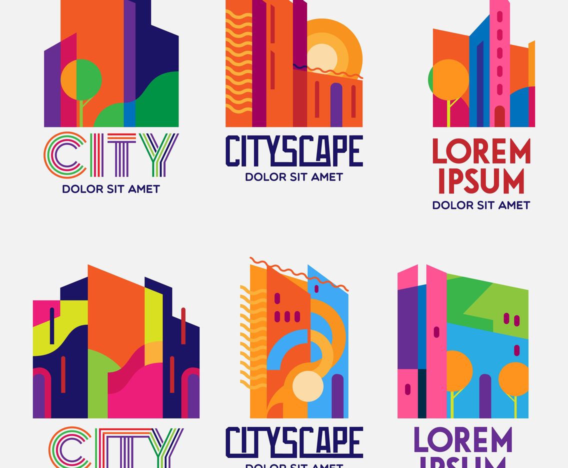 City Scape Logos Set Vector Art & Graphics | freevector.com