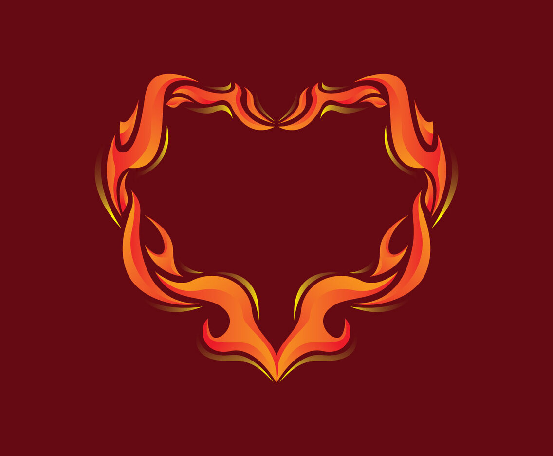 Flaming Outline Heart Illustration Vector Art & Graphics | freevector.com