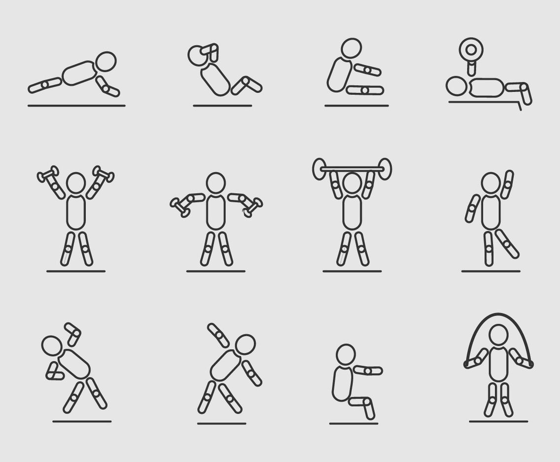 People Stickman Exercise Vector Icons Vector Art & Graphics ...