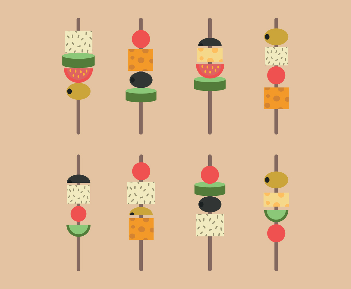 Skewered Appetizers Vector Art & Graphics | freevector.com