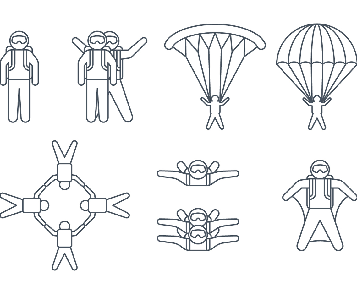 Skydiver Icons Vector Art & Graphics | freevector.com