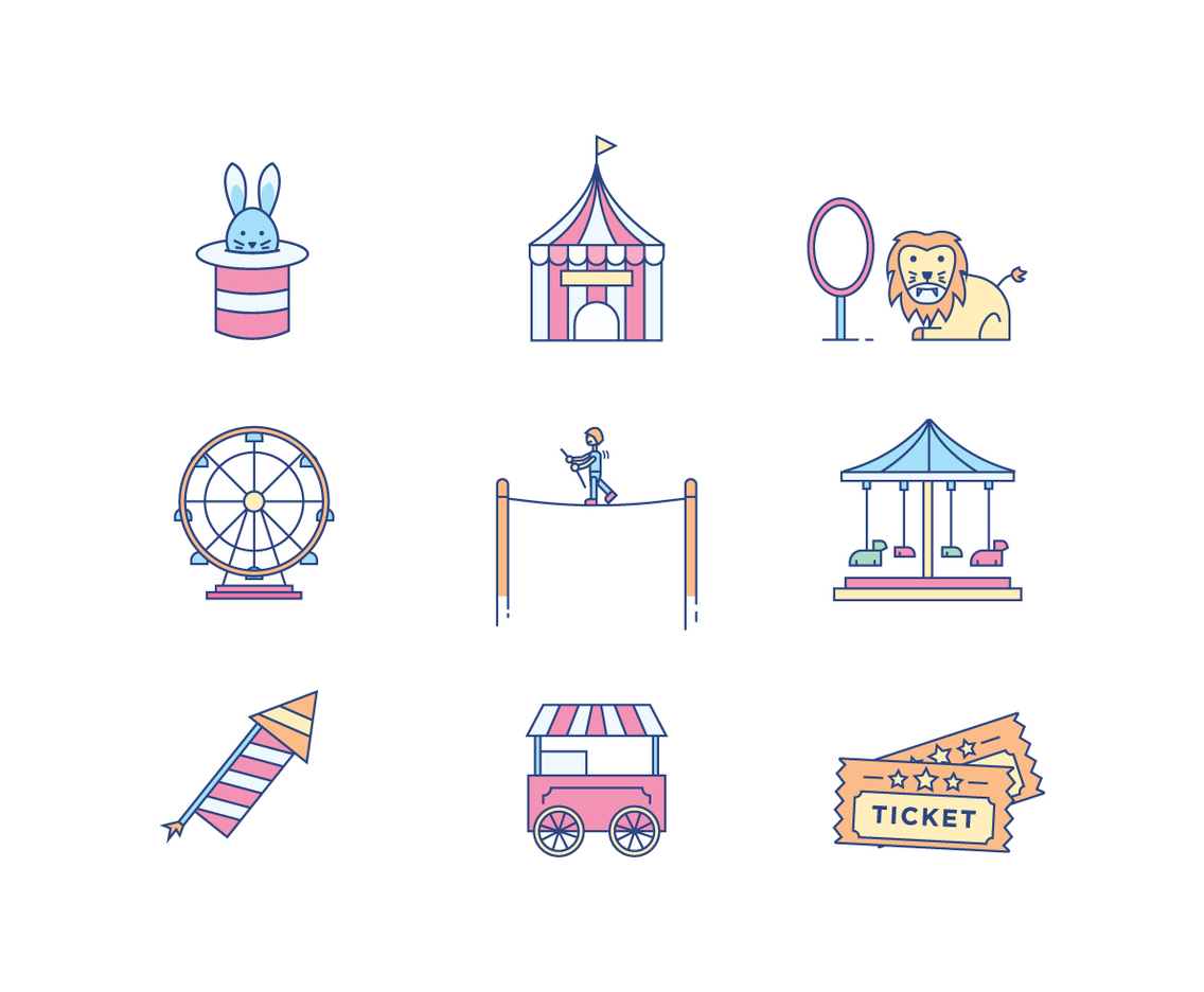 Funfair Icons Vector Art & Graphics | freevector.com