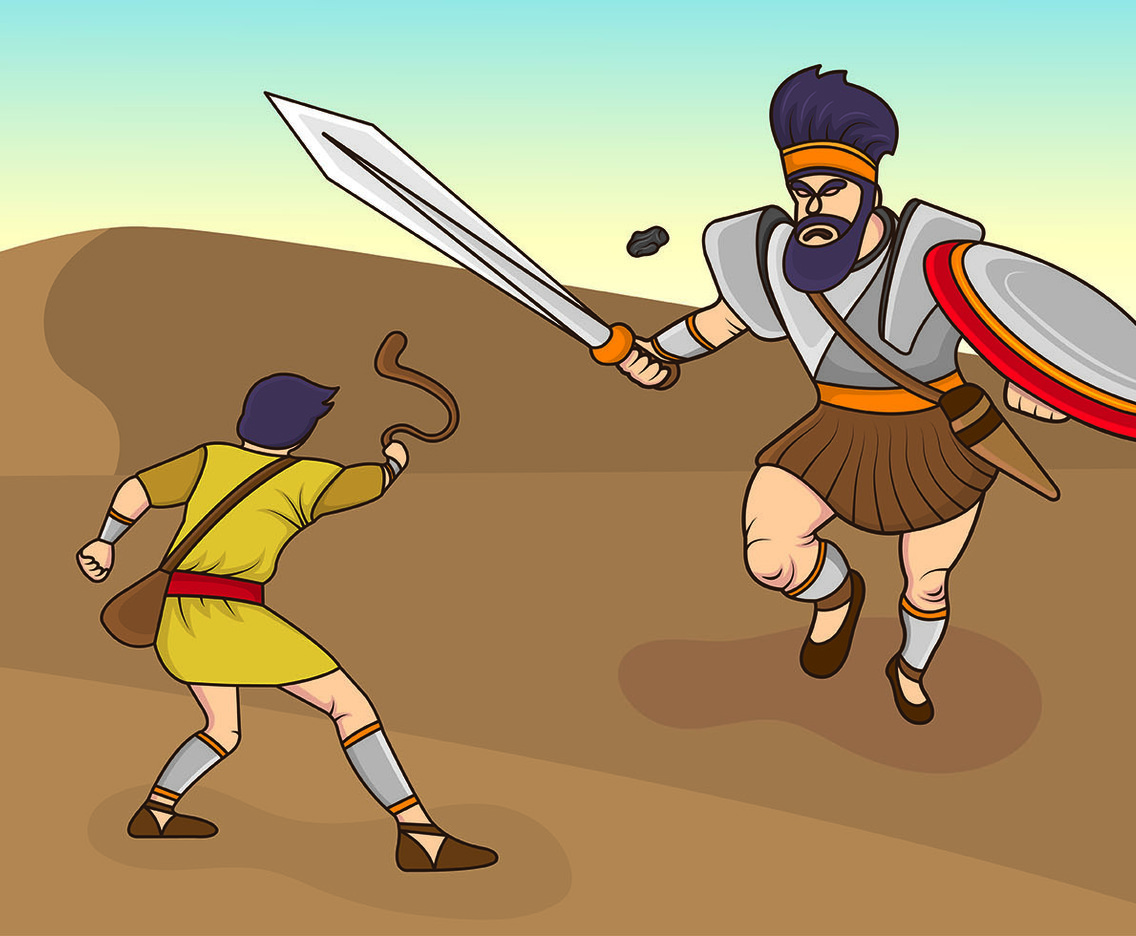 Vector Illustration Of David And Goliath Vector Art & Graphics ...