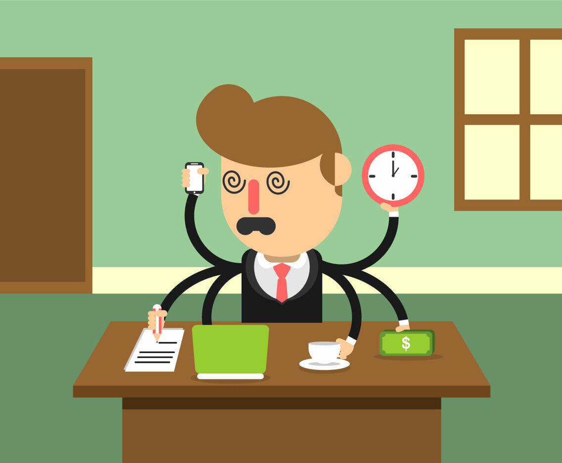 Multitasking Stressed Business Man Vector Art & Graphics | freevector.com