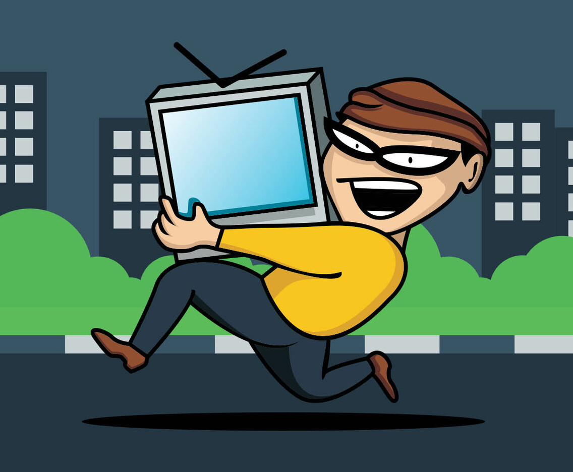 Thief Stealing Television Vector Art & Graphics | freevector.com