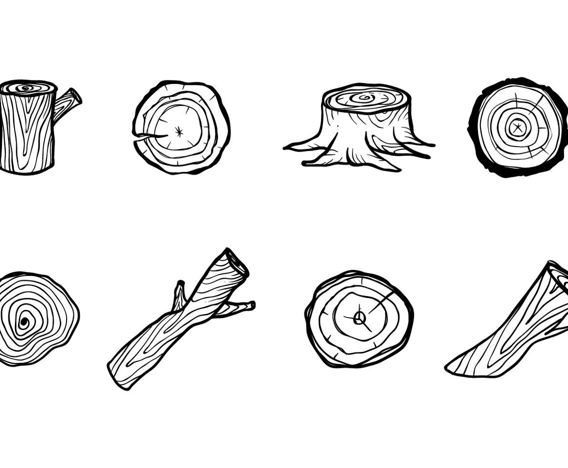 Hand Drawn Wood Logs Vector Vector Art & Graphics | freevector.com