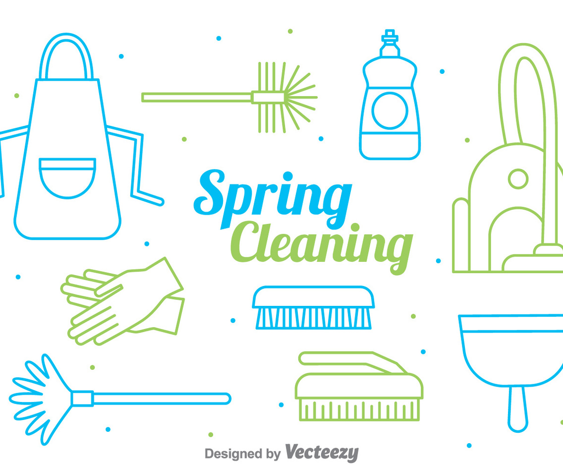 Spring Cleaning Line Style Vector Vector Art & Graphics | freevector.com