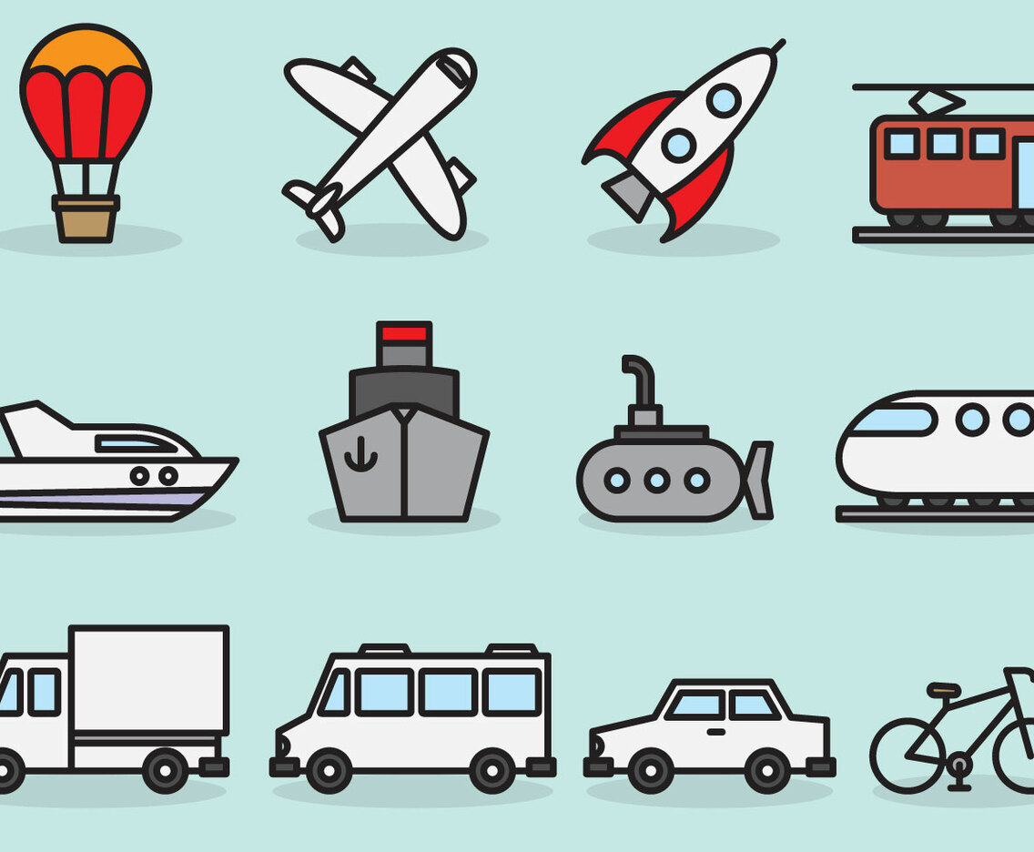 Cute Transport Icons Vector Art & Graphics | freevector.com