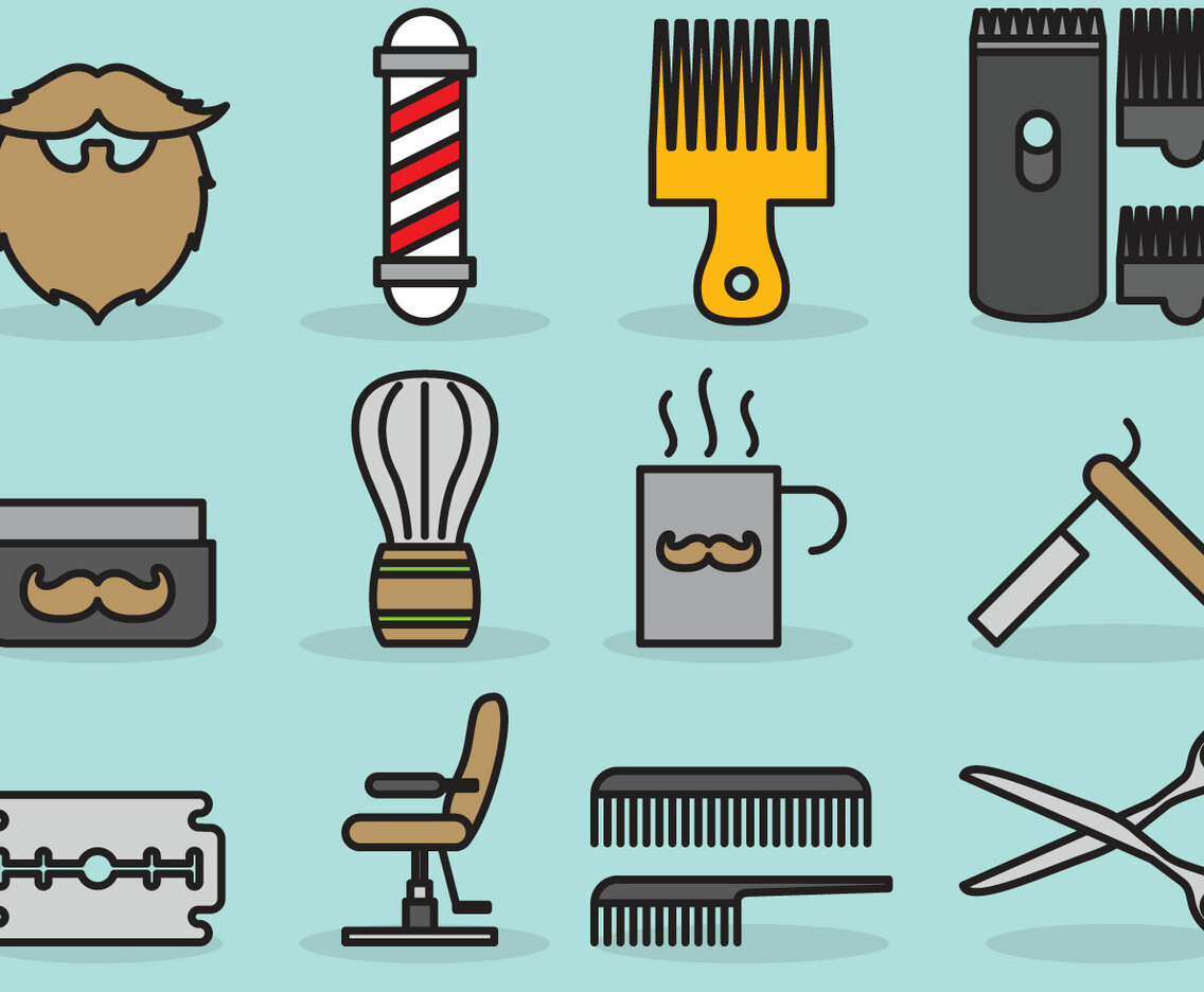 Cute Barber Icons Vector Art & Graphics | freevector.com