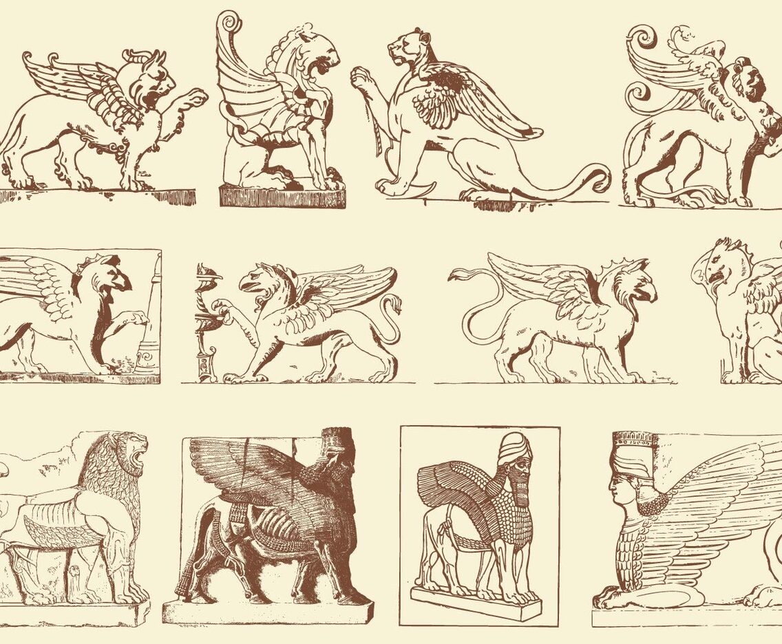 Winged Lion Sculptures Vector Art & Graphics | freevector.com