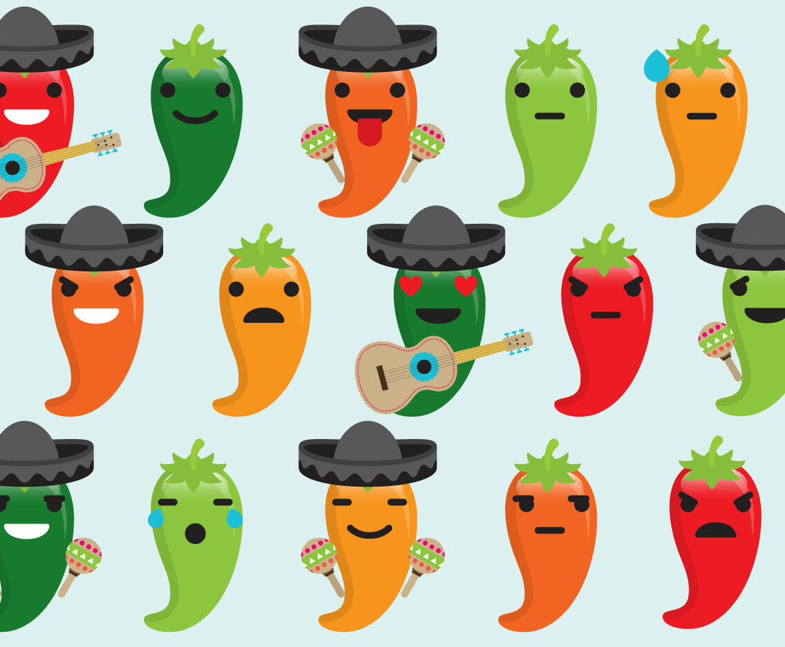 Chili Mariachi Emoticons Vector Art & Graphics | freevector.com