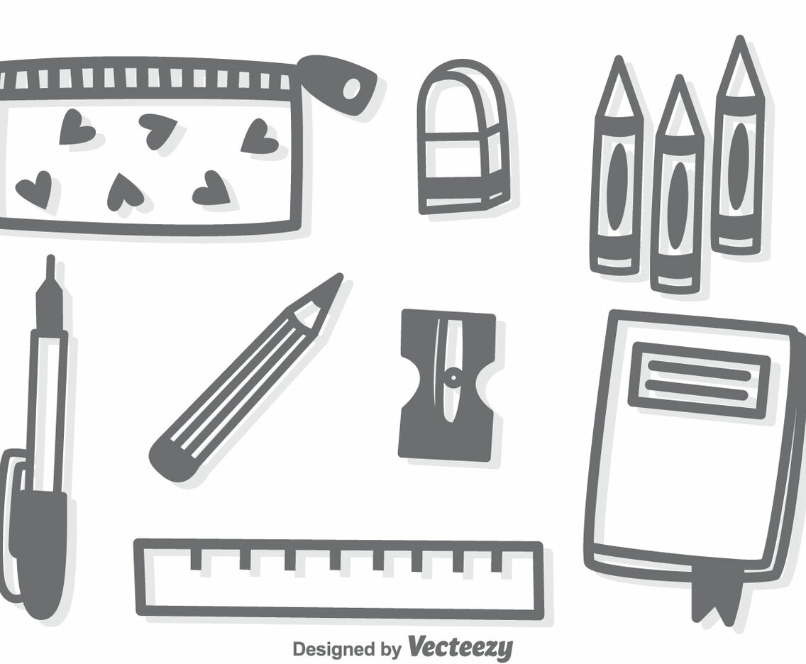 Hand Drawn Stationary Vector Vector Art & Graphics | freevector.com