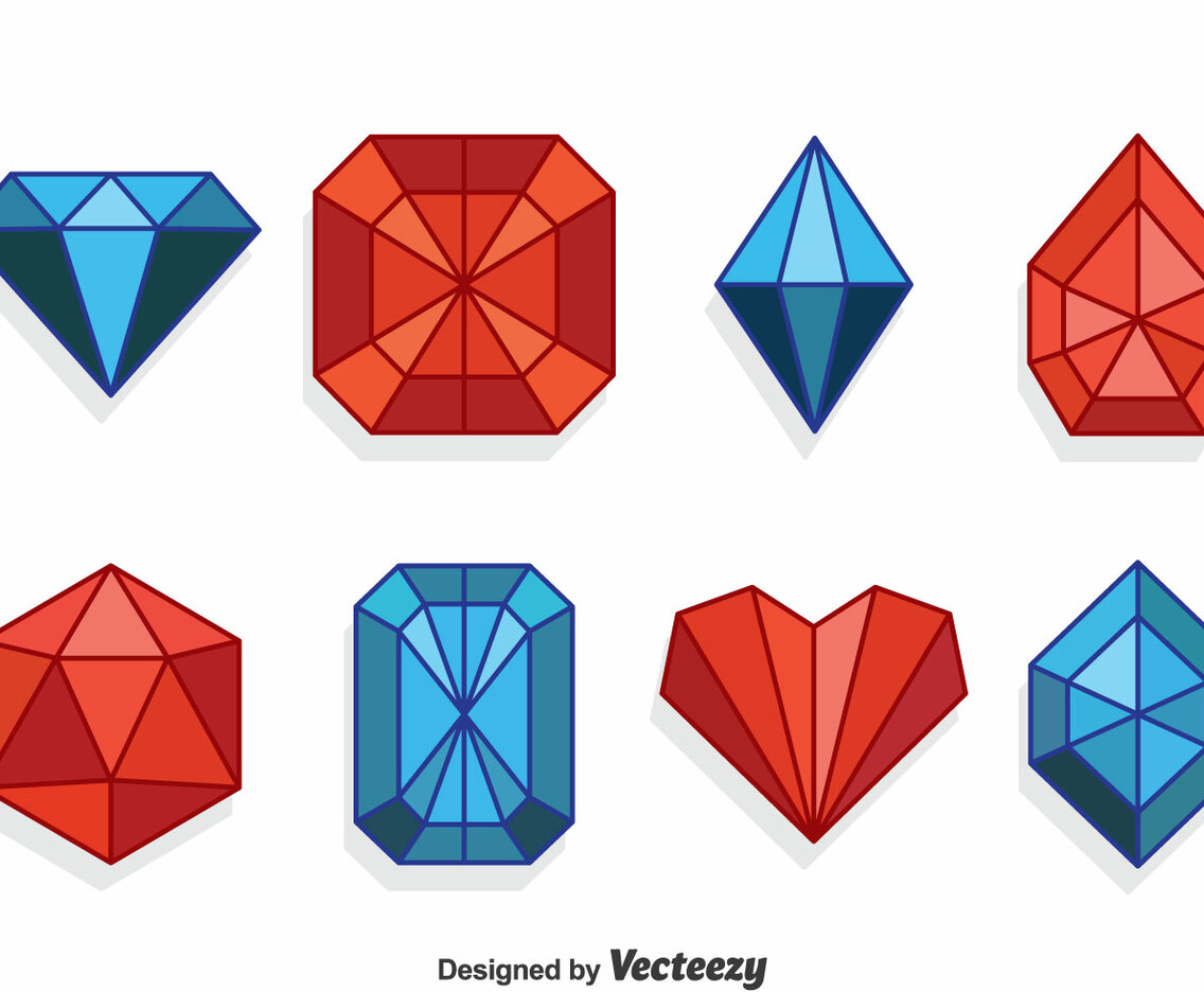 Red And Blue Gems Collection Set Vector Art & Graphics | freevector.com