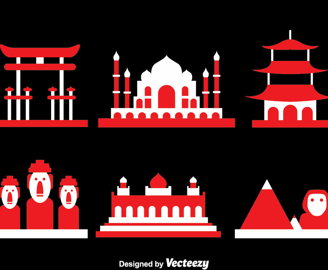 World Landmark Icons Vector Vector Art & Graphics | freevector.com