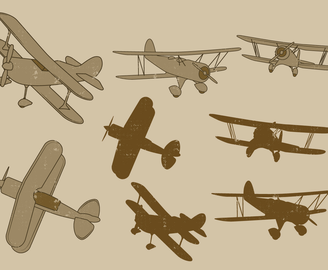 Vector Biplane Set Vector Art & Graphics | freevector.com