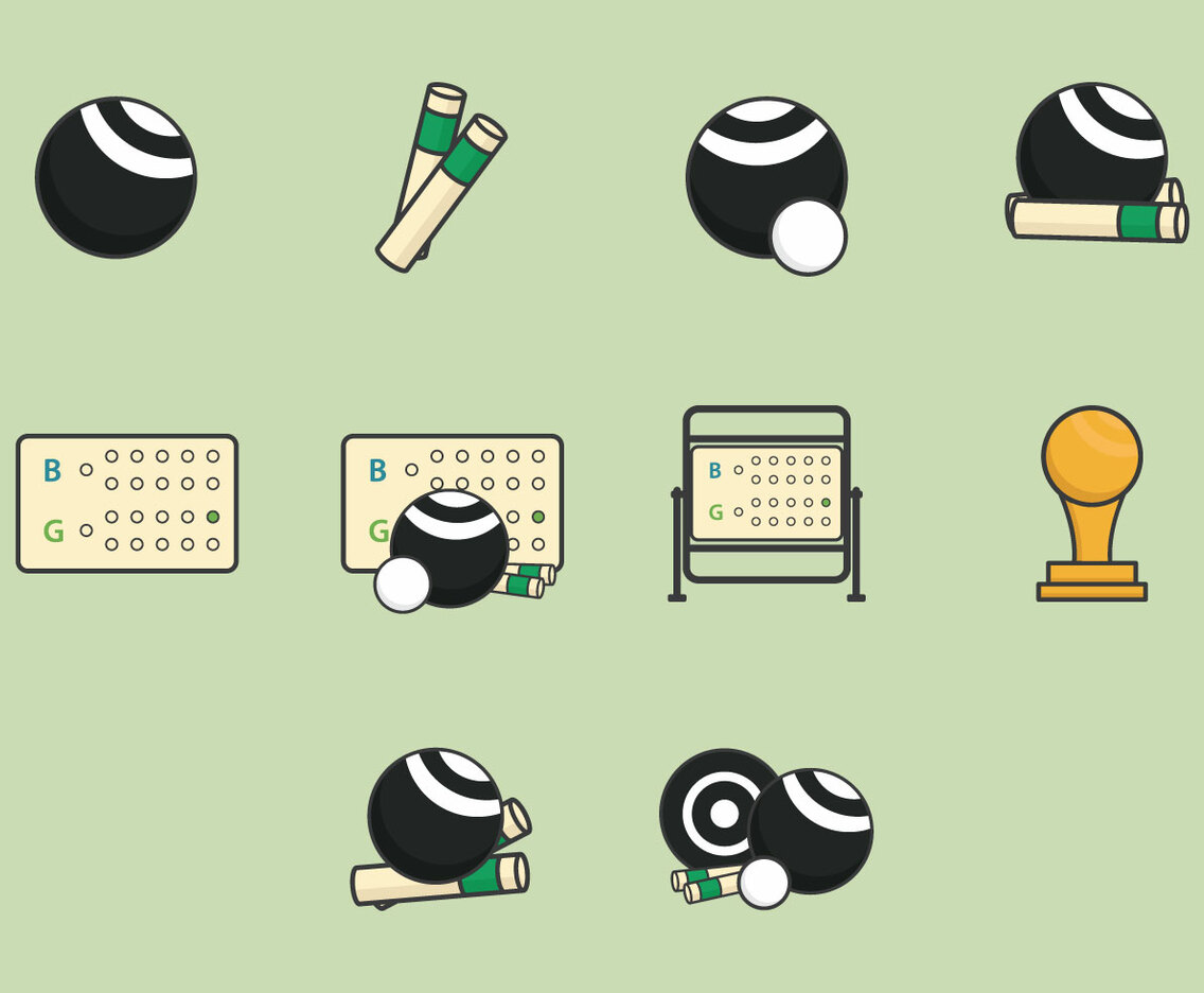 Lawn Bowls Icon Set Vector Art & Graphics | freevector.com