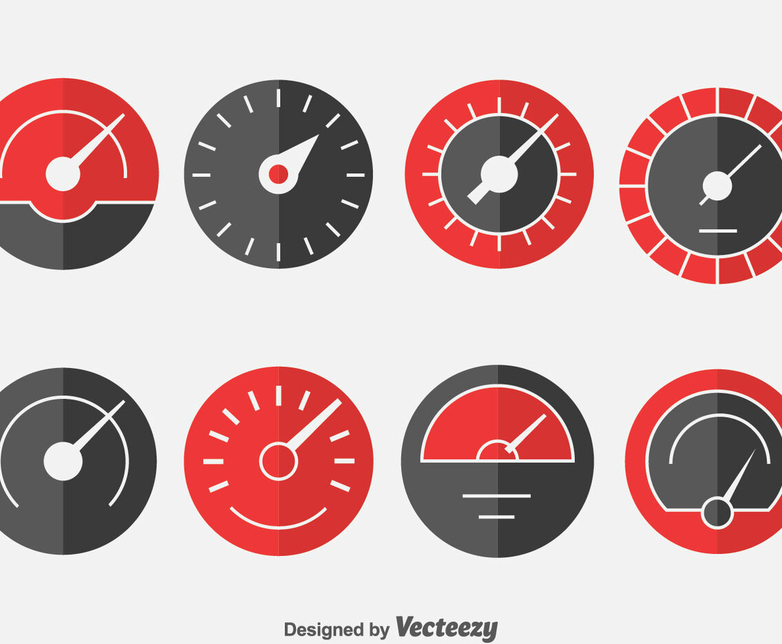 Tachometer Indicator Icons Set Vector Art & Graphics | freevector.com