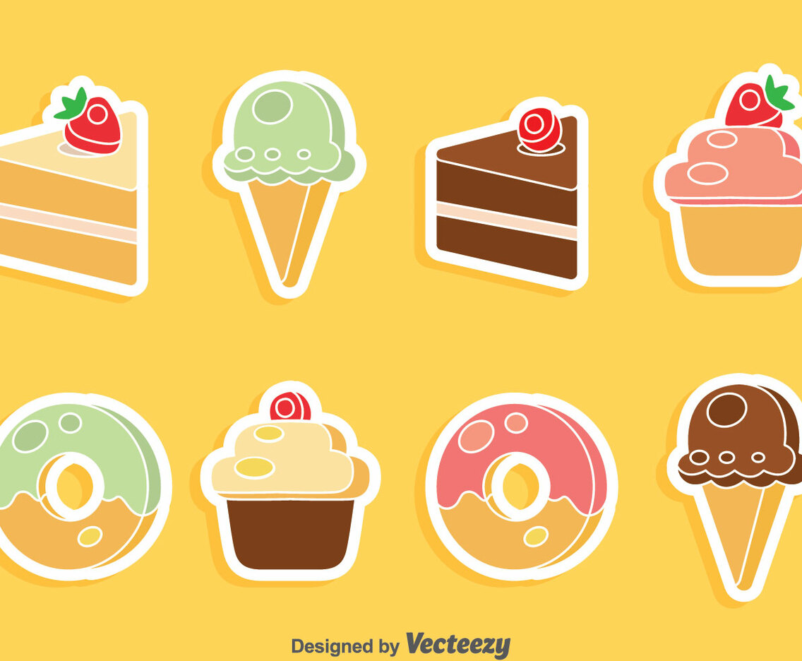 Cake And Ice Cream Vector Set Vector Art & Graphics | freevector.com