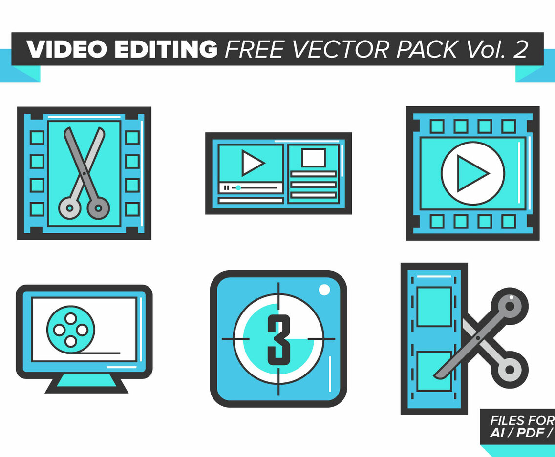 Video Editing Free Vector Pack Vol. 2 Vector Art & Graphics ...