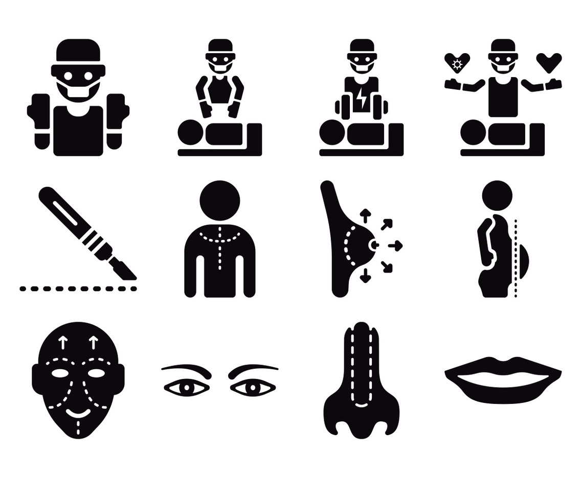 Plastic Surgery Icons Vector Art & Graphics | freevector.com