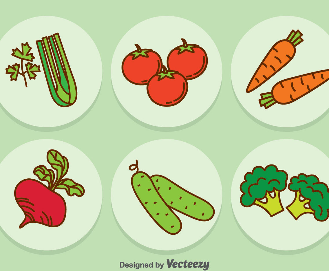 Vegetable Cartoon Icons Vector Vector Art & Graphics | freevector.com
