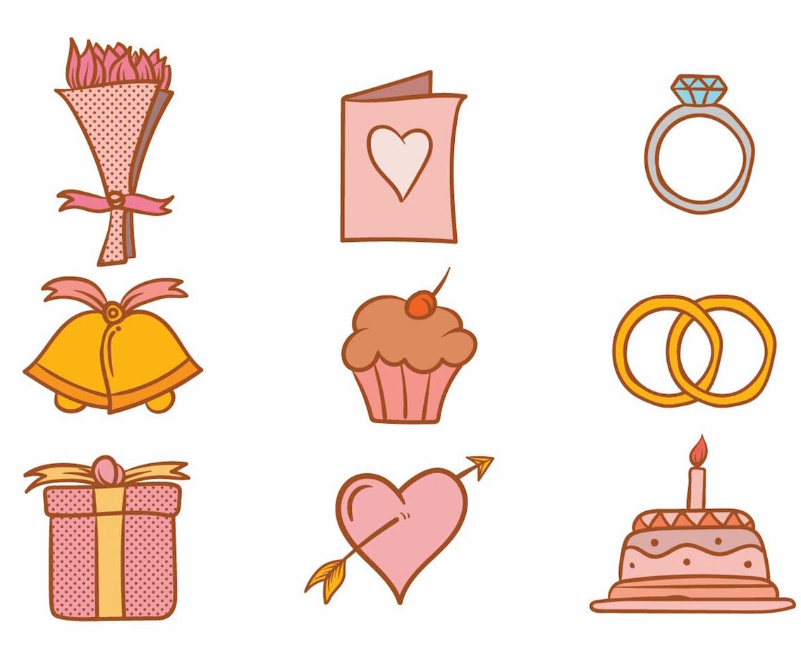 Casamento Icon Set Vector Art & Graphics | freevector.com
